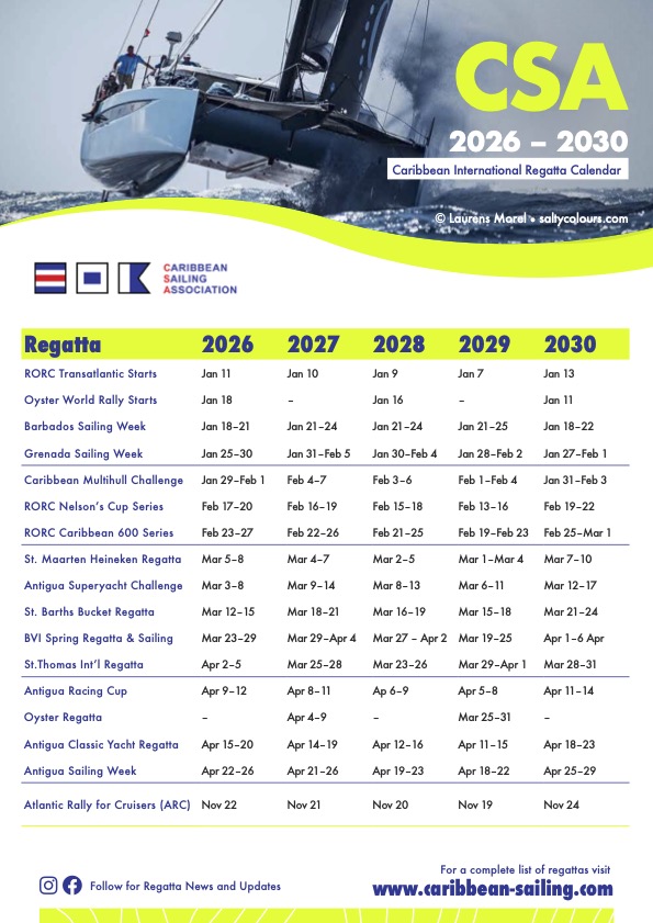 Caribbean Sailing Association Reveals Regional Sailing Calendar 2026 ...